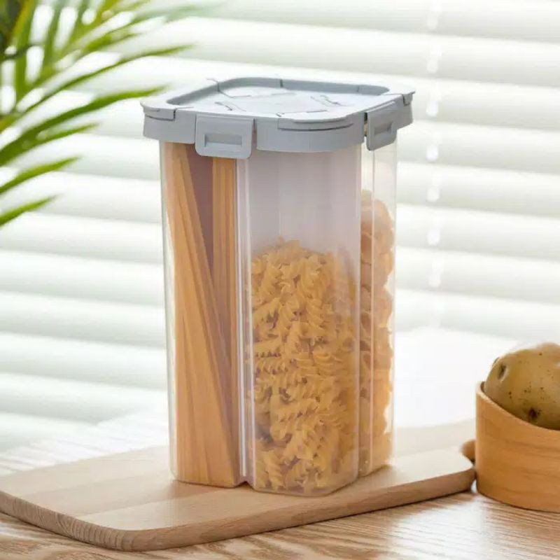 Jual Food Box 2.3L Grains Storage Box 4 sekat wadah Kacang pasta gandum ...