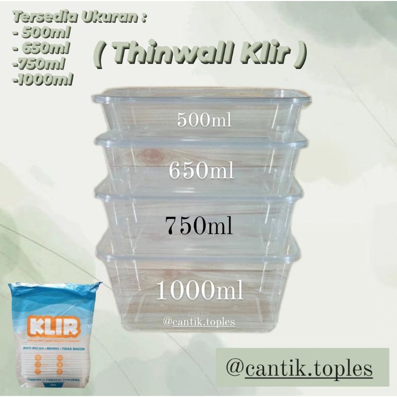 Jual Thinwall Klir 750ml Kotak Makan Plastik Thinwall Klir Isi 25