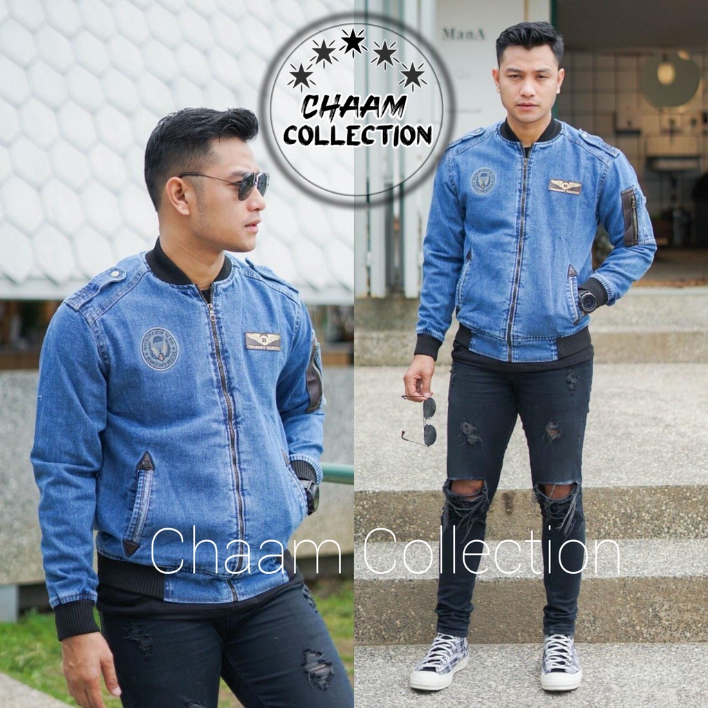 Jual Thebery Jaket Jeans Pria Terbaru 2021 Dengan Resleting Kerah Denim ...