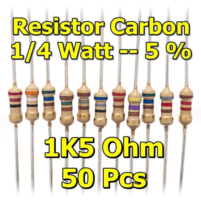 Jual Resistor 50 Pcs 1K5 Ohm 5% 1/4W Resistor Carbon Film | Shopee Indonesia