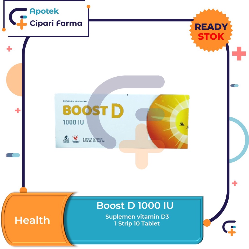 Jual Boost D 1000 IU Suplemen Vitamin D3 1 Strip 10 Tablet | Shopee ...