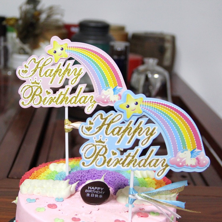 Jual Topper Kue, Topper Cake, Topper Pelangi, Topper Pink, Topper Biru ...
