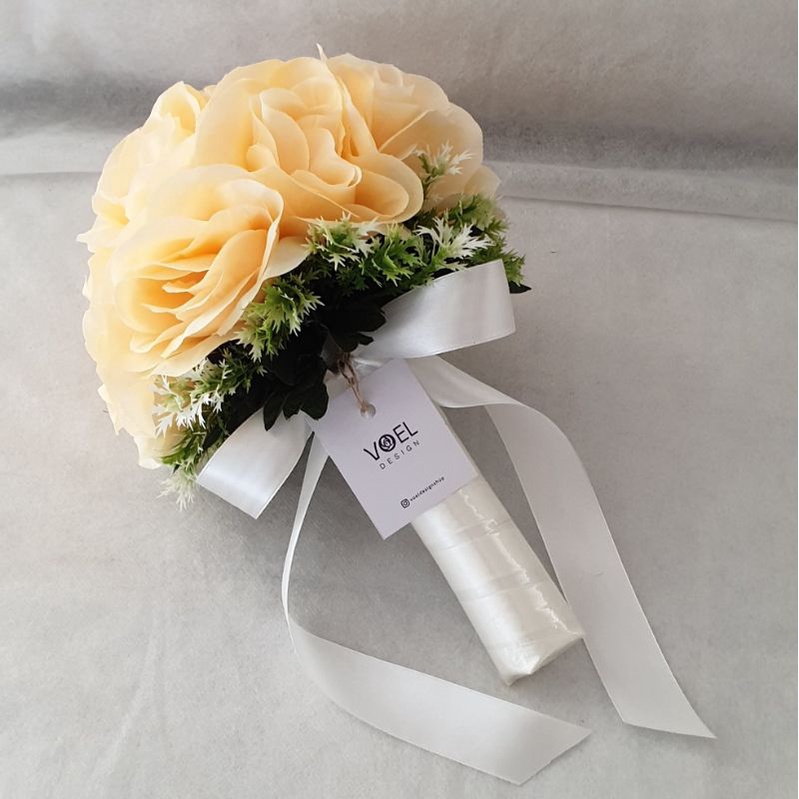 Jual buket pernikahan size M handbouquet wedding bridesmaid bunga ...