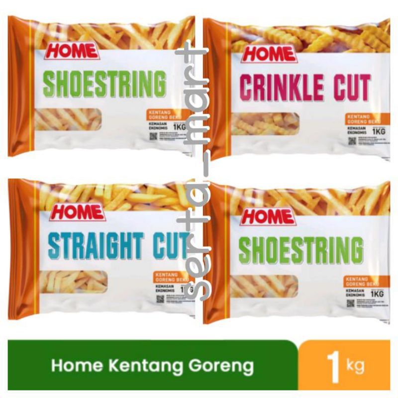 Jual Home Shoestring / Straight Cut / Crinkle Cut Kentang Goreng Beku 1kg - Home Kentang Beku ...