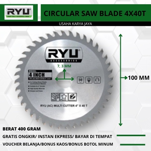 Jual Mata Potong Serkel 4 x 40T' AC-BD142 Circular Saw Blade RYU ...