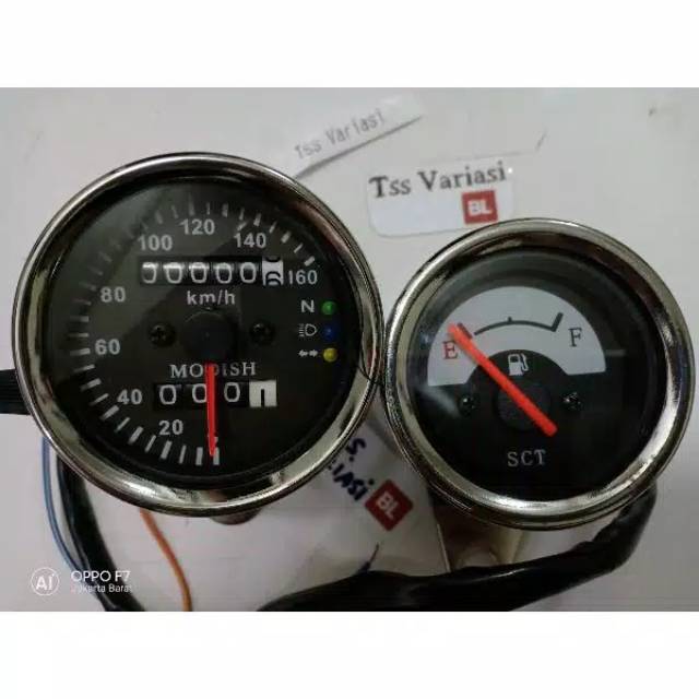 Jual spido speedometer bulat kilometer indikator plus amper bensin ...