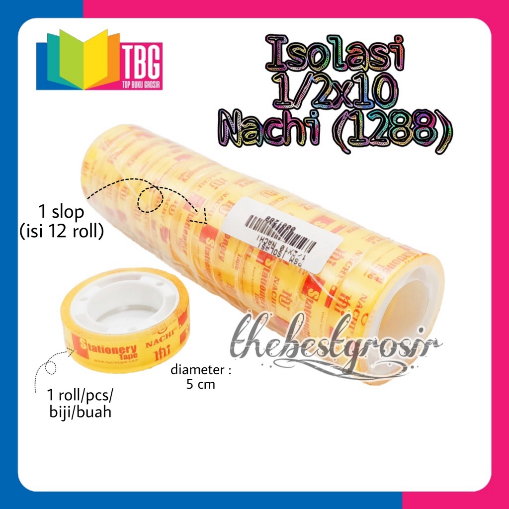 Jual 1 PCS ISOLASI 1/2x10 NACHI / TRANSPARANT TAPE/ ISOALSI BENING ...