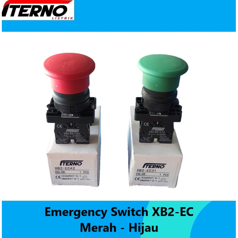 Jual Push Button Emergency 22mm XB2-EC42 1NC Merah Iterno | Shopee Indonesia