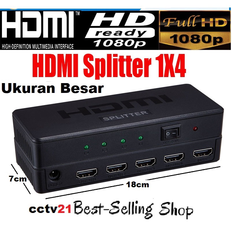 Jual Hdmi Spliter 4 Port 1 Input 4 Output Spliter Besar 4port Converter