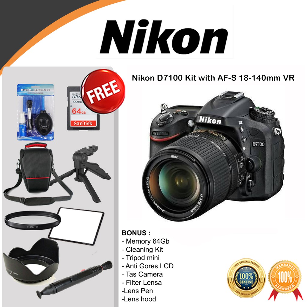 Jual NIKON DSLR D7100 KIT AF-S 18-140MM VR CAMERA GARANSI RESMI ALTA D 7100 | Shopee Indonesia