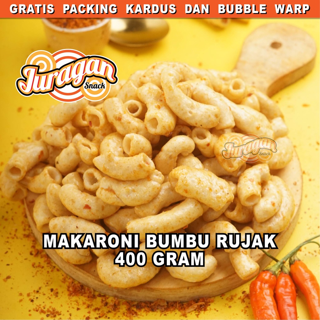 Jual MAKARONI BUMBU RUJAK 400 gram snack kiloan makanan ringan jajanan ...