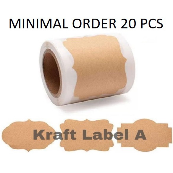 Jual KP001 Ukuran 3x5 Cm Per Pcs Sticker Logo Tempel Kraft Polos Kotak ...