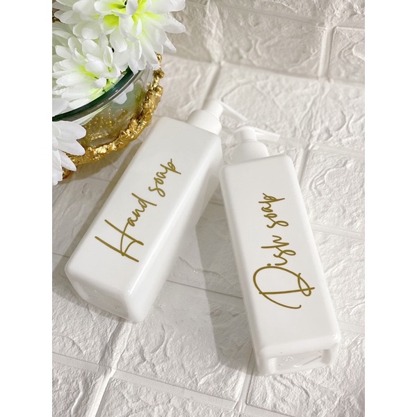 Jual botol kotak+stiker gold new aesthetic bottle minimalist refill ...