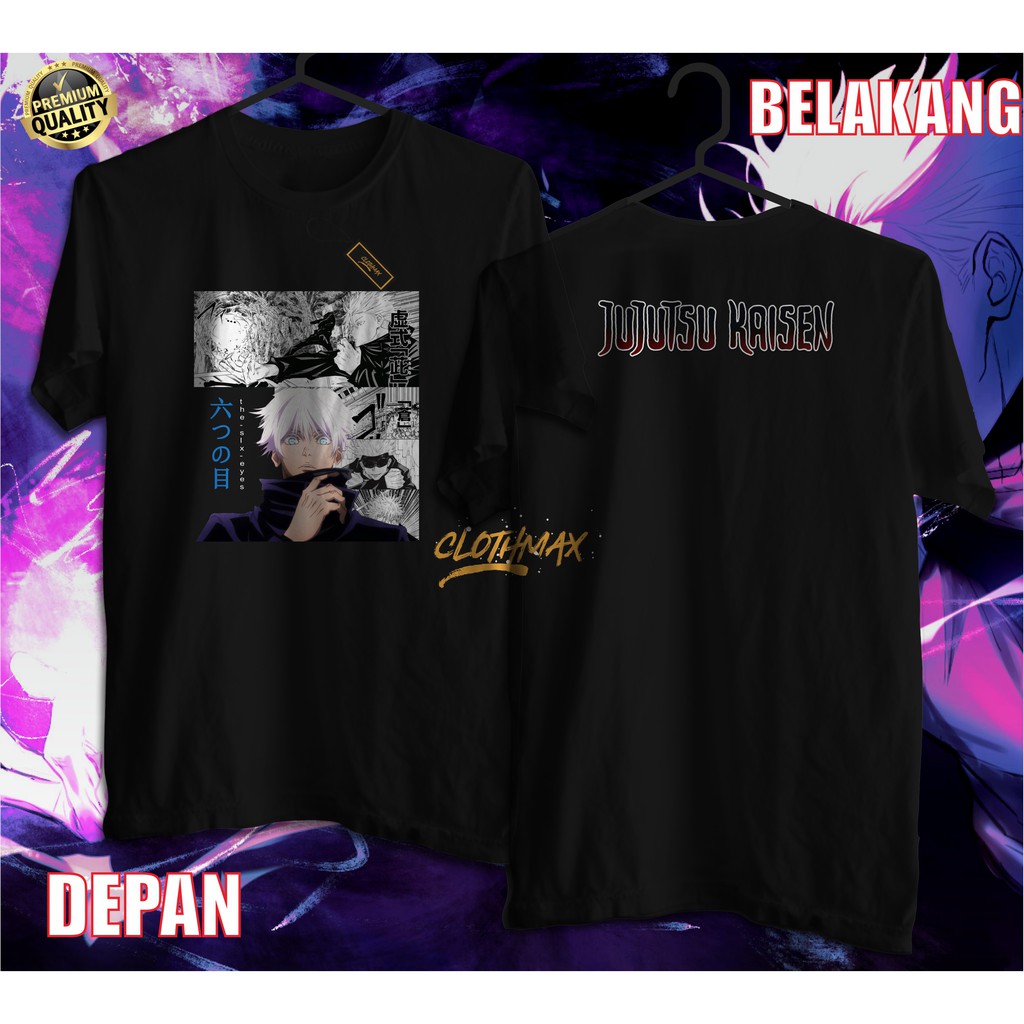 Jual Kaos Tshirt Anime Jujutsu Kaisen Gojo Satoru The Six Eyes - Baju ...