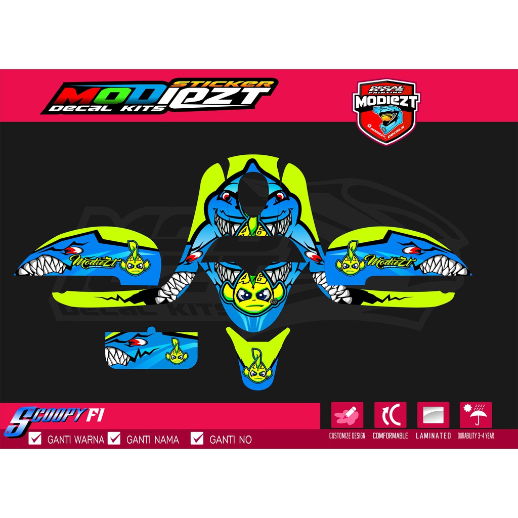 Jual STIKER DECAL STRIPING CUTTING SCOOPY FI FREE STIKER | Shopee Indonesia