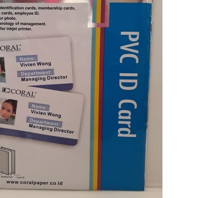 Jual Kertas PVC bahan ID CARD Instan Coral A4 isi 5 lembar (merk CORAL ...