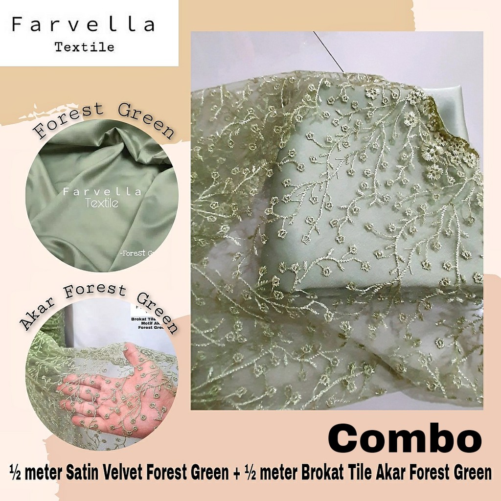 Jual COMBO 1/2 (SETENGAH) Meter Kain Brokat Tile Motif Akar + Furing ...