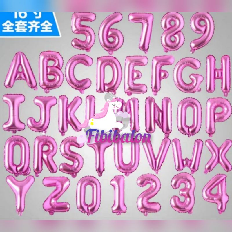 Jual Balon Foil Huruf & Angka Pink Polos 40cm | Shopee Indonesia