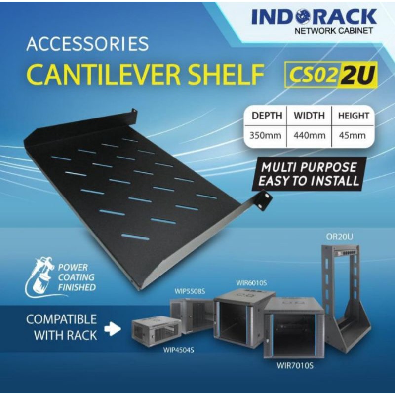Jual CS02 Depth 350mm Cantilever Shelf 1U Flat Ambalan Tatakan Rak ...