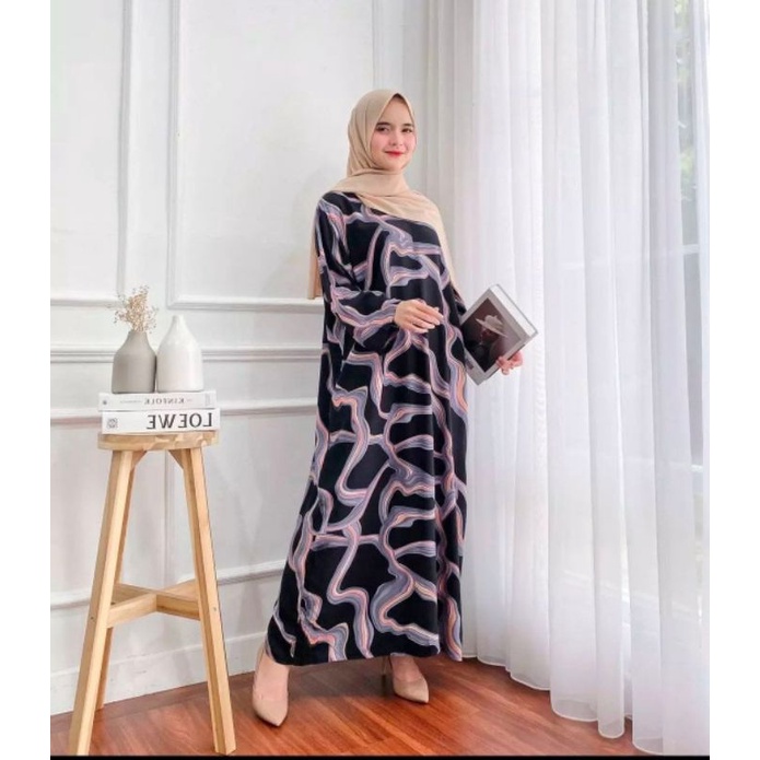 Jual KINARA - daster long lengan panjang LD 120 PB 130 bawah mata kaki, daster panjang viral ...