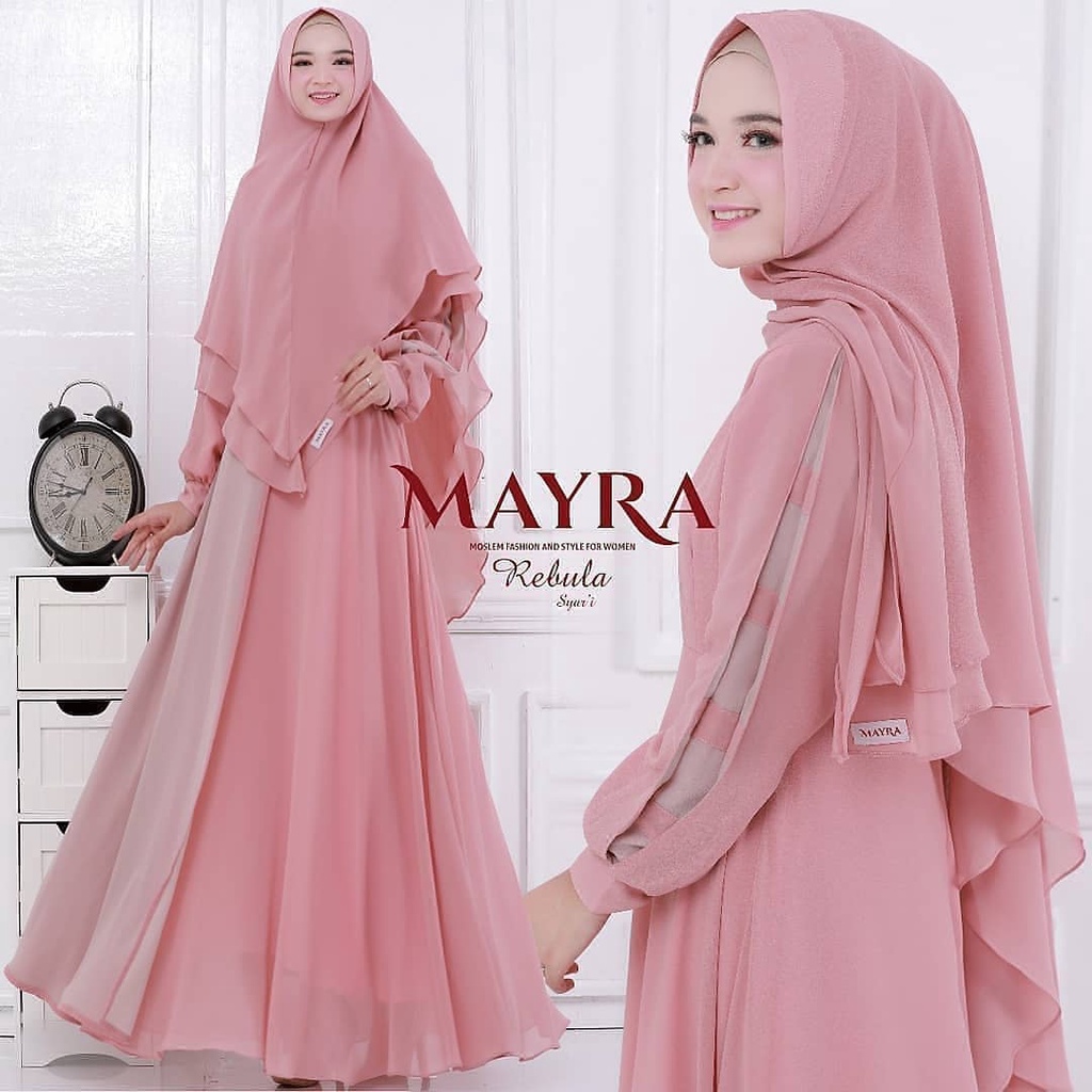 Jual Rebula Syari Set Pakaian Setelan Muslim Wanita Gamis Syari Plus Jilbab TwoLayer Bahan ...
