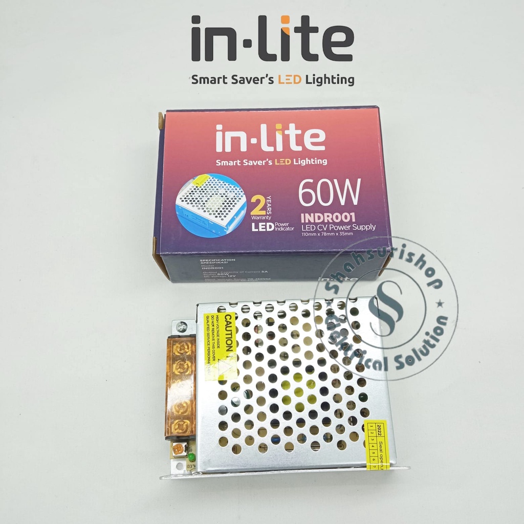Jual INLITE POWER SUPPLY LED STRIP IN-LITE INDR001 5A 60 WATT | Shopee ...