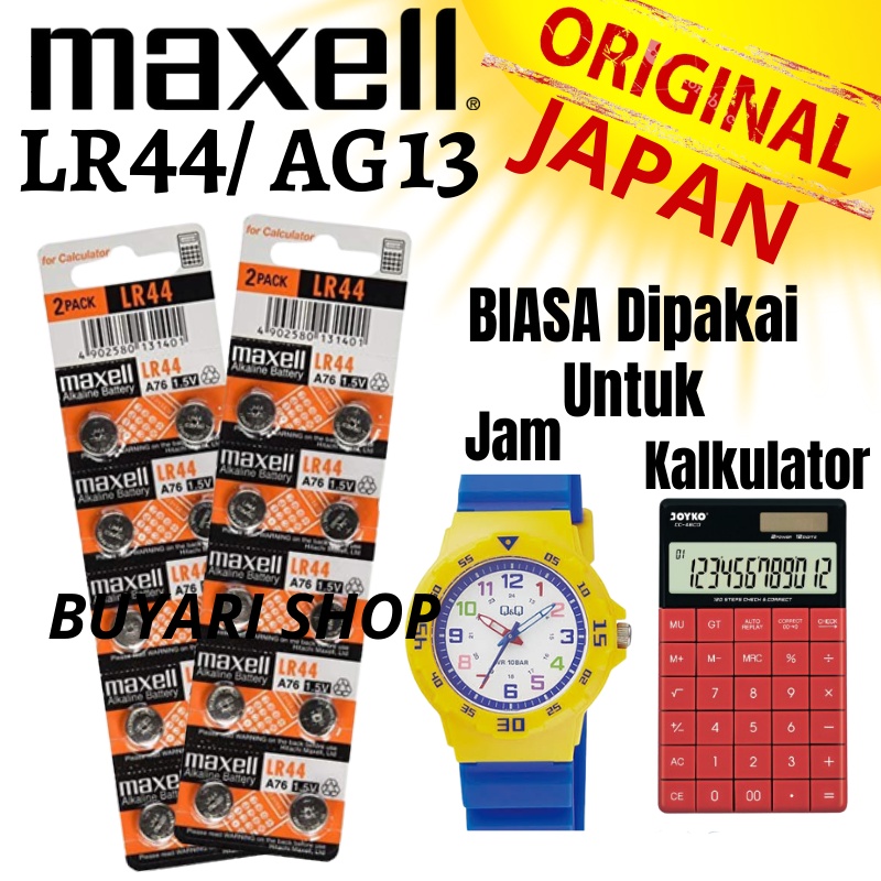 Jual ORIGINAL!! Baterai Kalkulator Maxell Casio Citizern Kancing LR44 Original Maxel AG13l kecil ...
