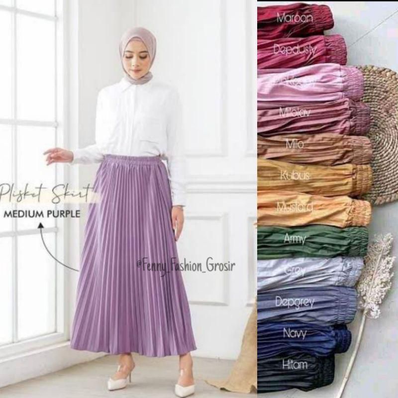 Jual Rok Plisket Panjang/Rok wanita mayung /Kulot plisket | Shopee Indonesia