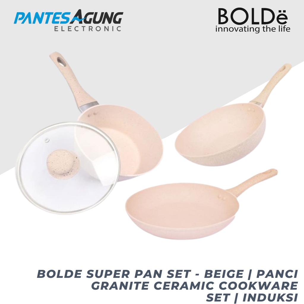 Jual BOLDe SUPER PAN SET - BEIGE | Panci Granite Ceramic Cookware Set ...