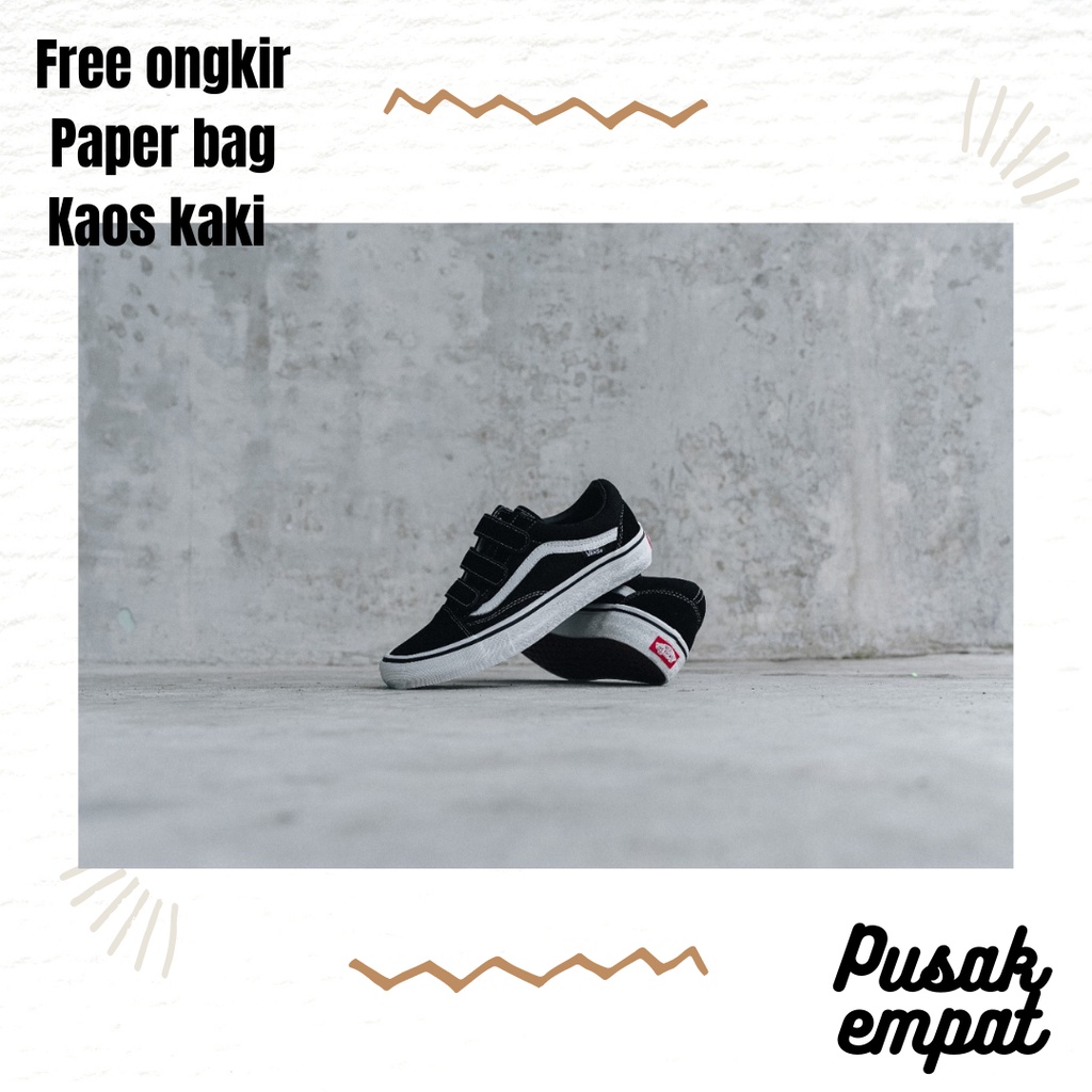 Jual VANS OLD SKOOL VELCRO PRO BLACK WHITE ORIGINAL BNIB | Shopee Indonesia