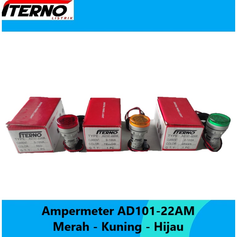 Jual Pilot Lamp LED Ampermeter 22mm 0-100A AD101-22AM Iterno | Shopee ...
