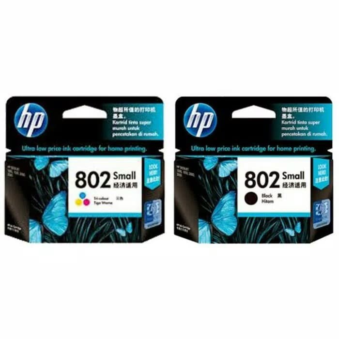 Jual PAKET TINTA HP 802 SMALL BLACK + COLOUR ORIGINAL | Shopee Indonesia