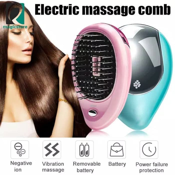 Jual Portable Electric Ionic Hairbrush Mini Ion Vibration Hair Brush Comb | Shopee Indonesia