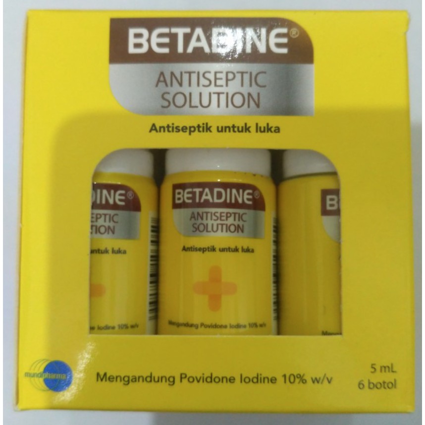 Jual Betadine Antiseptic Solution 5 ML 1 BOX ISI 6 Kemasan Baru ...