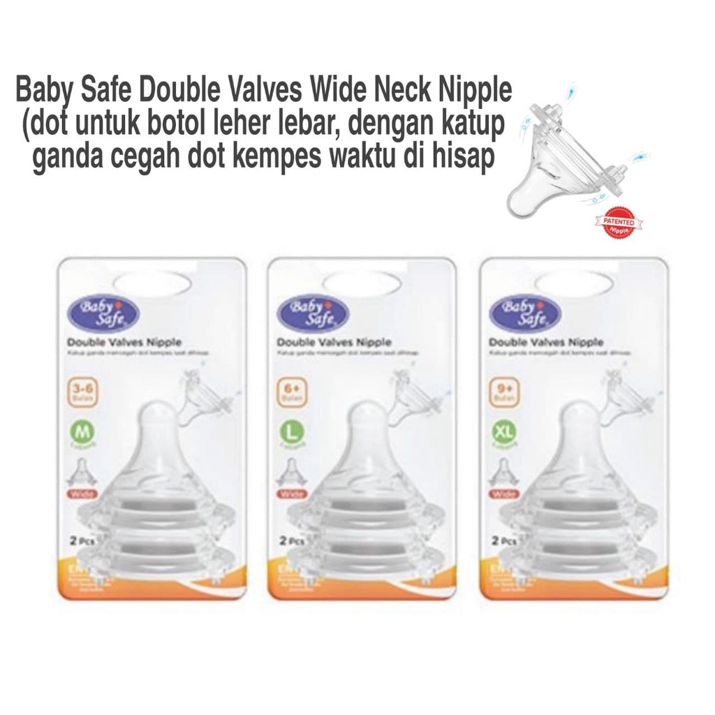 Jual Baby Safe Dot Nipple Wide Neck Isi 2 Size M, L, XL - dot untuk ...