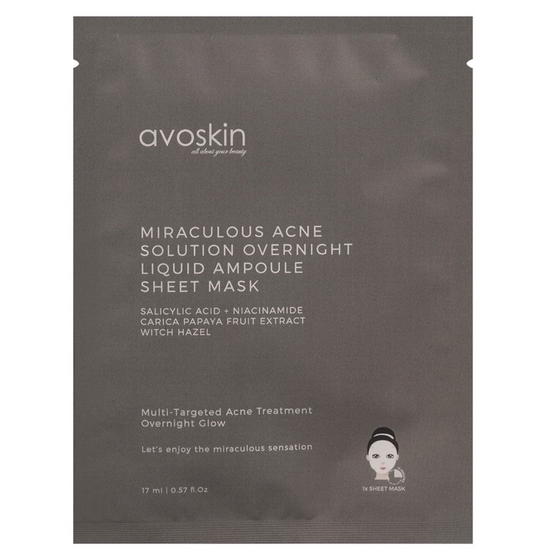 Jual AVOSKIN Miraculous Acne Solution Overnight Liquid Ampoule Sheet ...