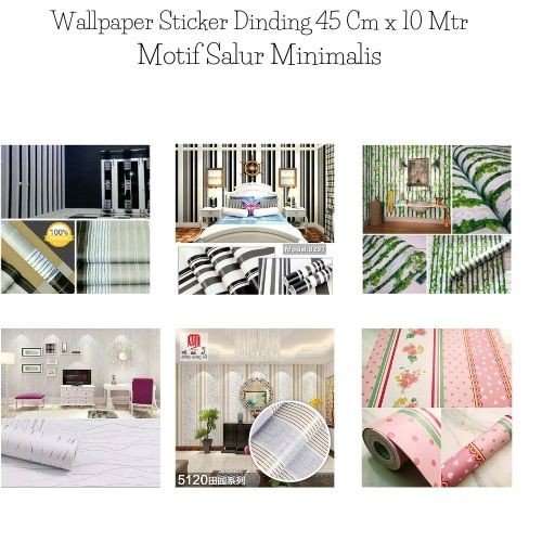Jual Wallpaper Sticker Dinding / Wallsticker Dinding 45 cm x 10 mtr Garis Salur Minimalis ...