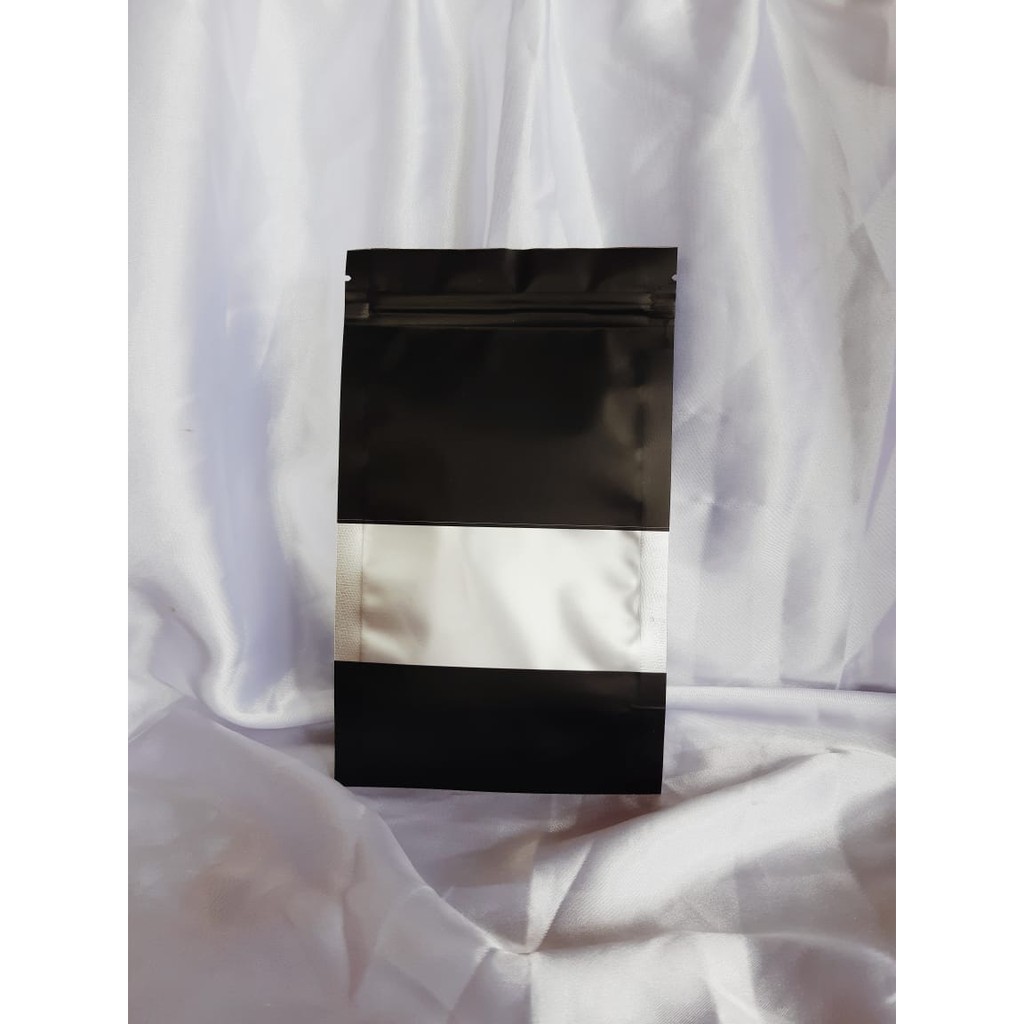 Jual TERMURAH!! PLASTIK KEMASAN STANDING POUCH SAKU ZIP HITAM WINDOW 12 ...