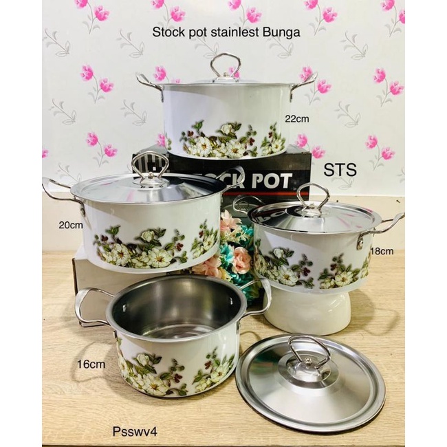 Jual PANCI STAINLESS COOKWARE SET 4 MOTIF BUNGA | Shopee Indonesia