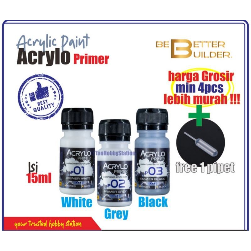 Jual ACRYLO PRIMER SURFACER-gundam Model Kit Repaint Airbrush Cat Dasar ...