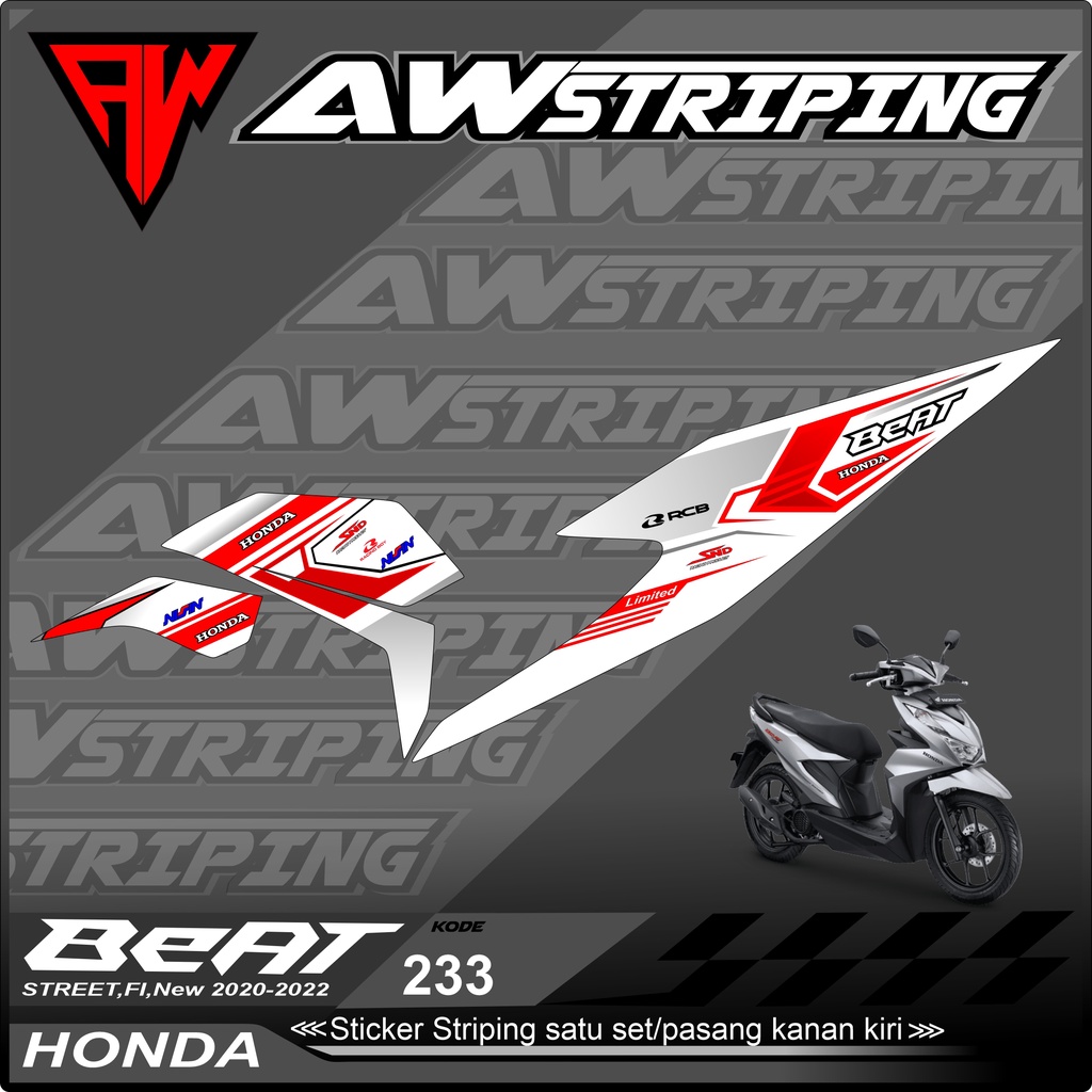 Jual Sticker Striping BEAT Fi 2020 ,Beat Deluxe / Variasi Stiker Lis ...