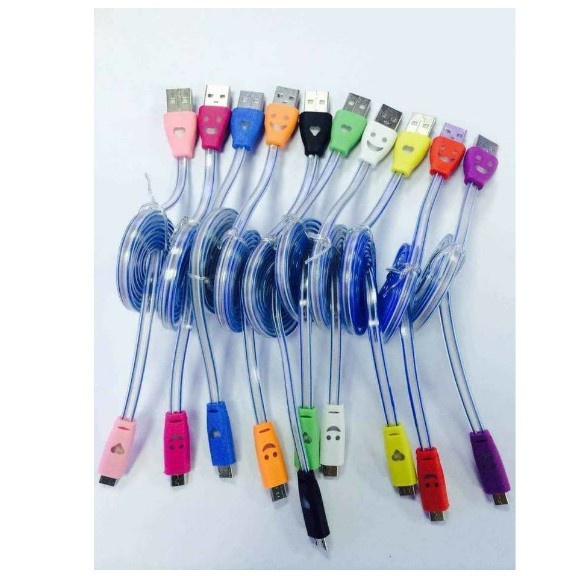 Jual Kabel Data Micro USB V8 KABEL DATA SMILE / DIAMOND LED | Shopee ...