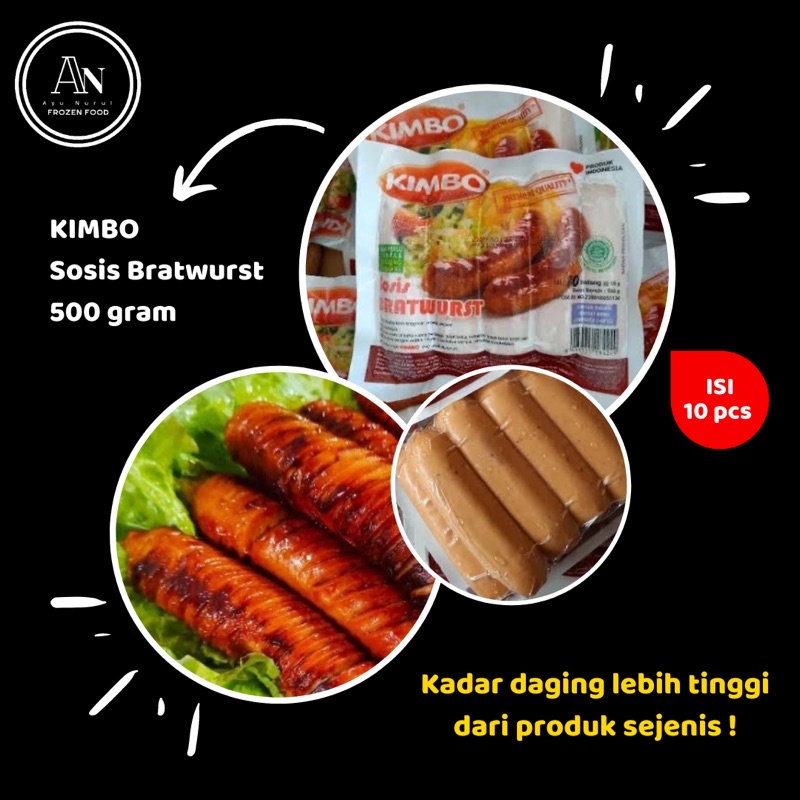 Jual Sosis Sapi dan Ayam Bratwurst Kimbo isi 10 pcs 500gram | Shopee ...