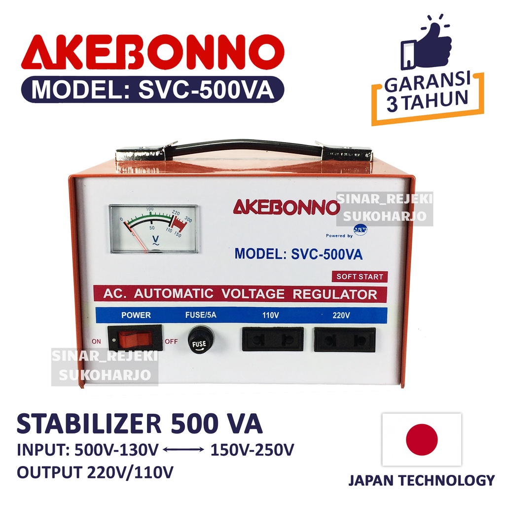 Jual Stabilizer Akebonno 500VA Stavolt Listrik Stabiliser SVC 500N 500 ...