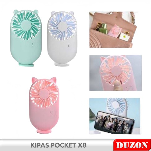 Jual KIPAS ANGIN MINI FAN X8 POCKET MINI FAN CUTE KOREA PORTABLE ...