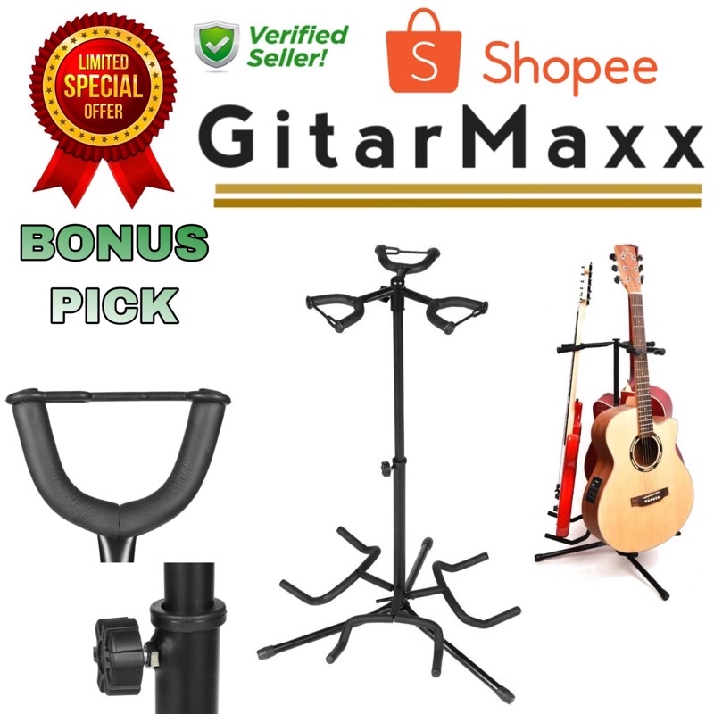 Jual Stand Gitar 3 in 1 Rak Gitar Bass Akustik Listrik Lantai Triple ...