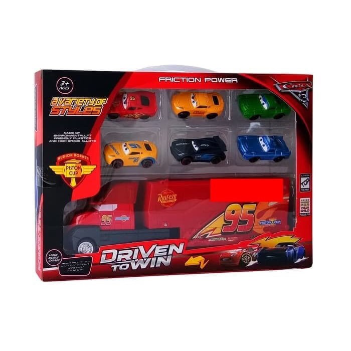 Jual MAINAN MOBIL ISI 7 PCS TRAILER DAN MOBIL DIECAST METAL MCQUEEN ...