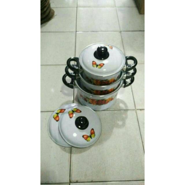 Jual PANCI ENAMEL SET MOTIV BUNGA (3PCS) | Shopee Indonesia