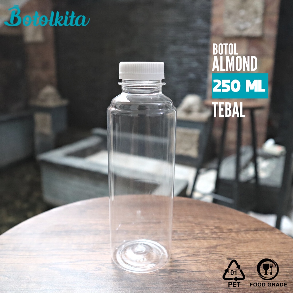 Jual Botol Plastik Almond 250ml - Tebal (Short Neck) | Shopee Indonesia