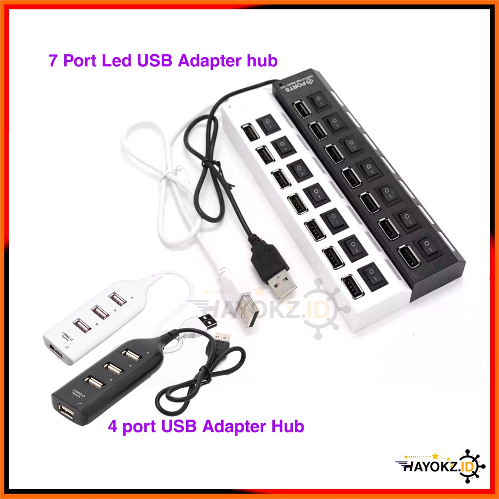 Jual Kabel Data Charger 7 Port LED USB / 4 Port High Speed 480 Mbps ...